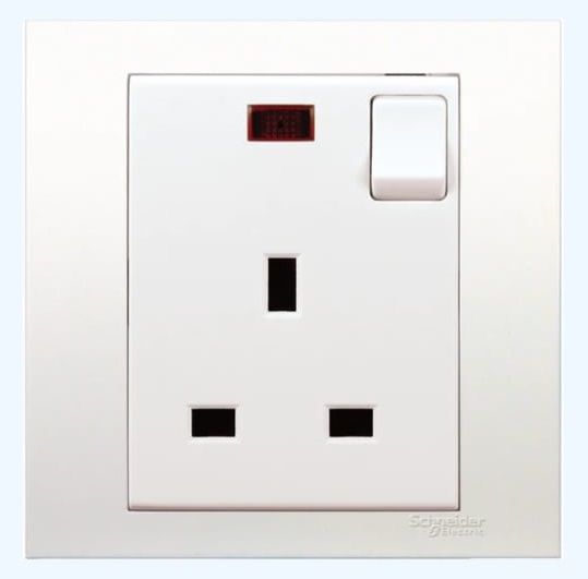 Schneider Single Switched Socket, Vivace, 13A, 250V